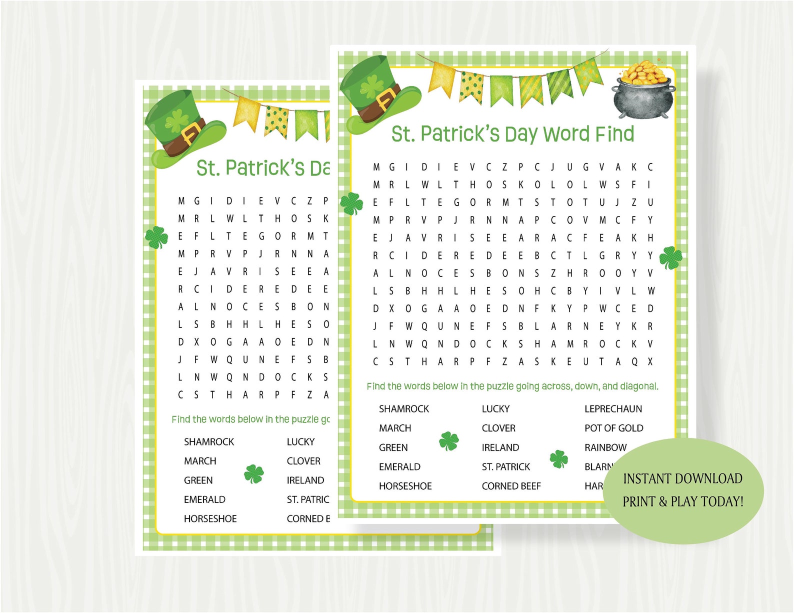 ST. PATRICK'S DAY Word Search Printable Game, St. Patrick's Day Word ...