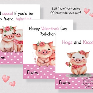 PRINTABLE CLASSROOM VALENTINE Cards , Cute Pink Pig Valentine Cards for ...