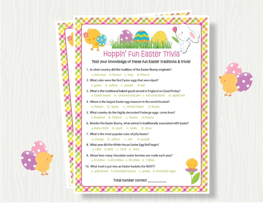 EASTER TRIVIA GAME Printable, Printable Trivia Activity for Easter, Fun ...