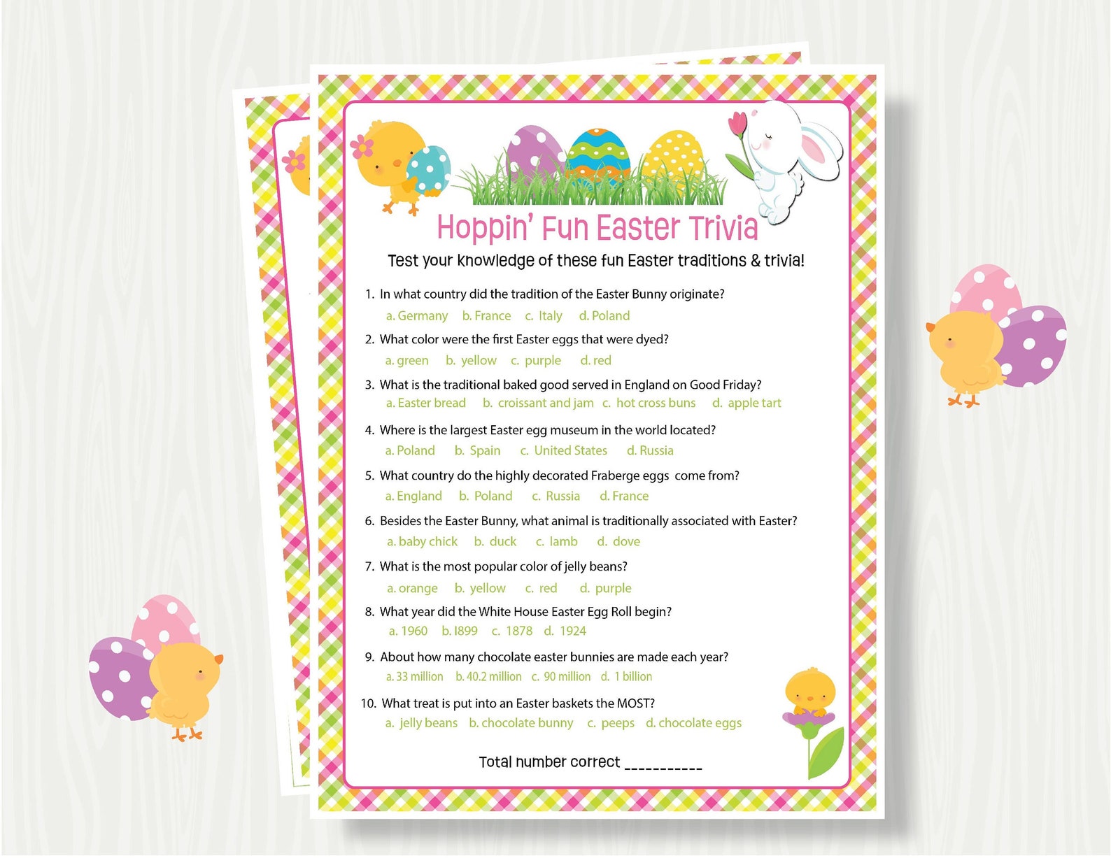 EASTER TRIVIA GAME Printable, Printable Trivia Activity for Easter, Fun ...