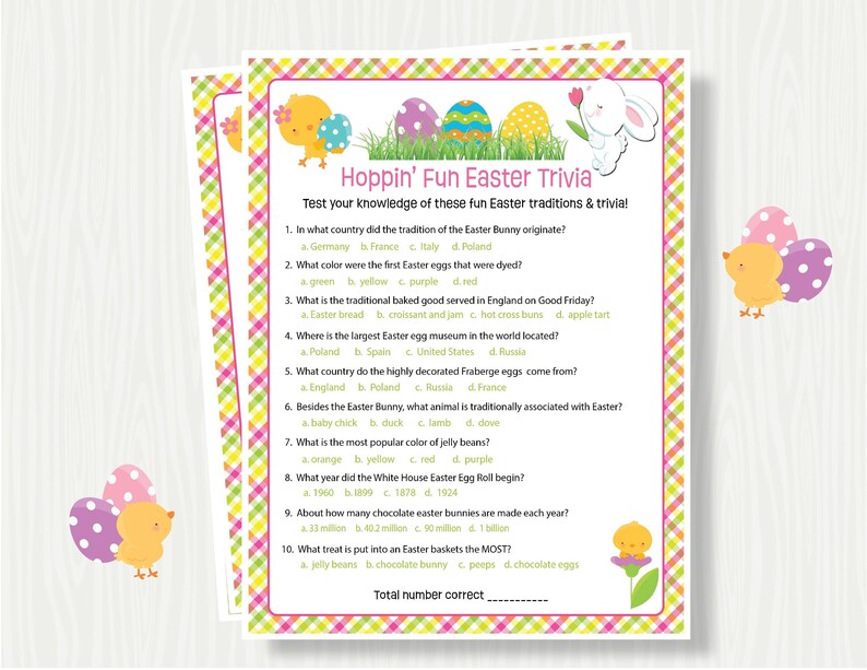 EASTER TRIVIA GAME Printable, Printable Trivia Activity for Easter, Fun ...