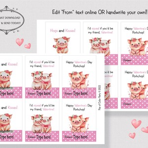 PRINTABLE CLASSROOM VALENTINE Cards , Cute Pink Pig Valentine Cards for ...