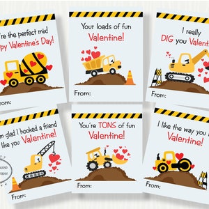 PRINTABLE CONSTRUCTION CLASSROOM Valentine Cars, Construction Trucks ...