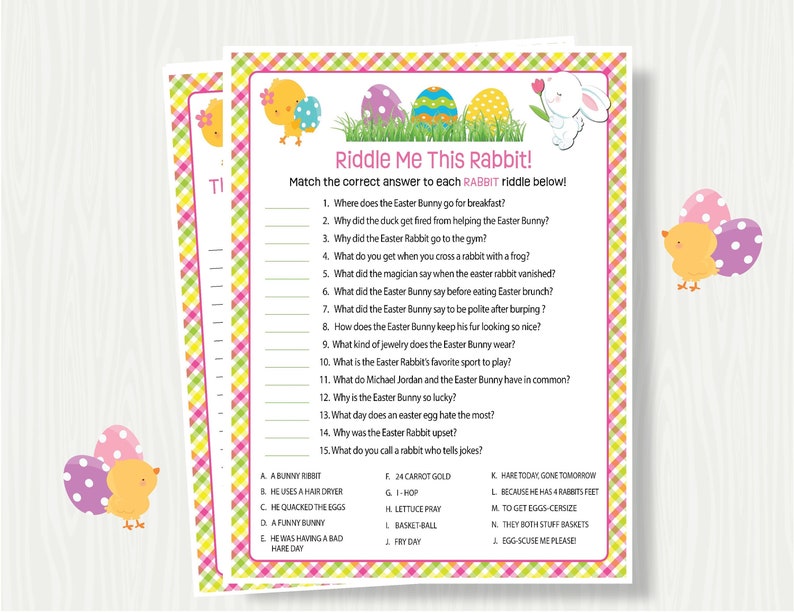 EASTER RIDDLE ME This Activity, Easter Riddle Game for Kids or Adults ...