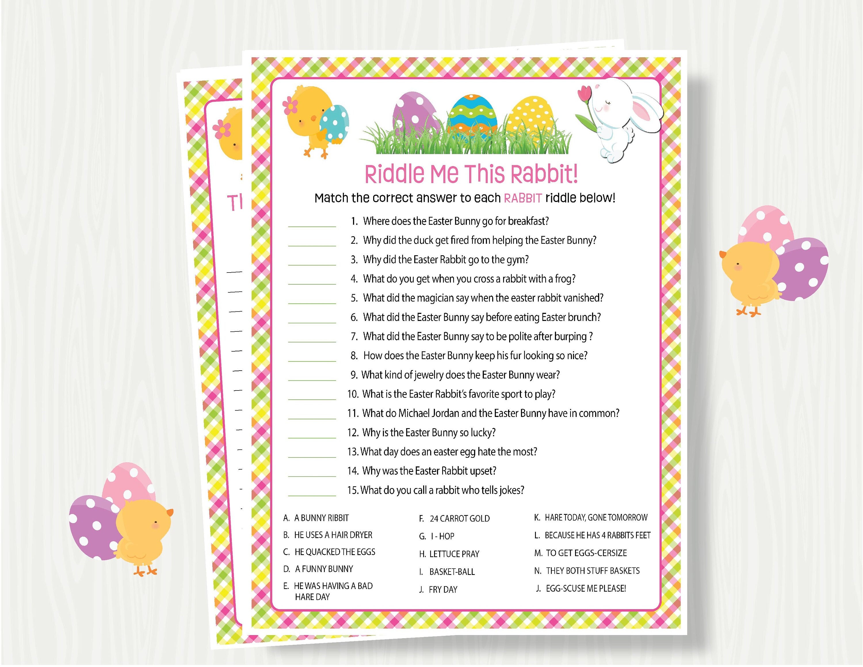 EASTER RIDDLE ME This Activity, Easter Riddle Game for Kids or Adults ...