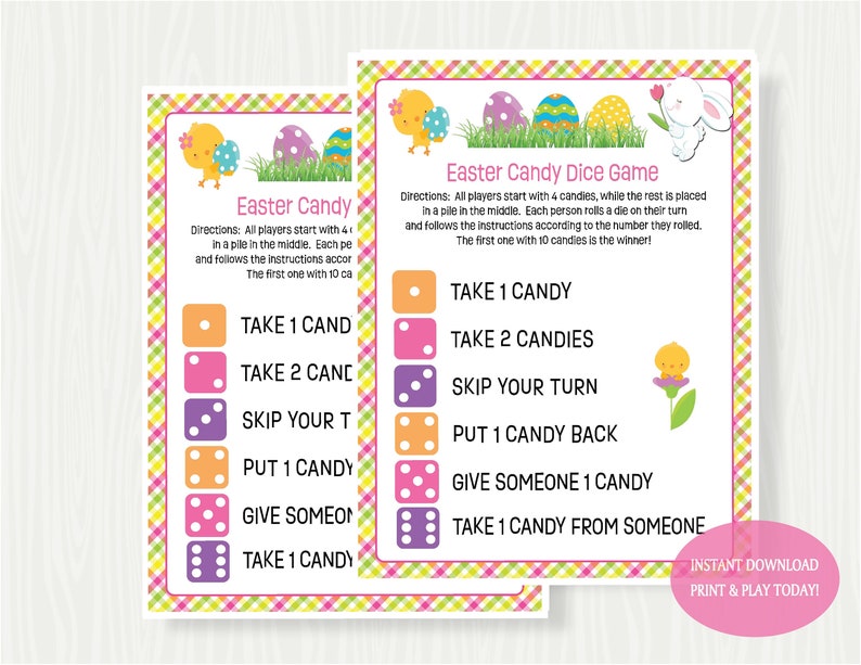 EASTER CANDY DICE Game, Printable Easter Game for Kids, Classroom Game ...