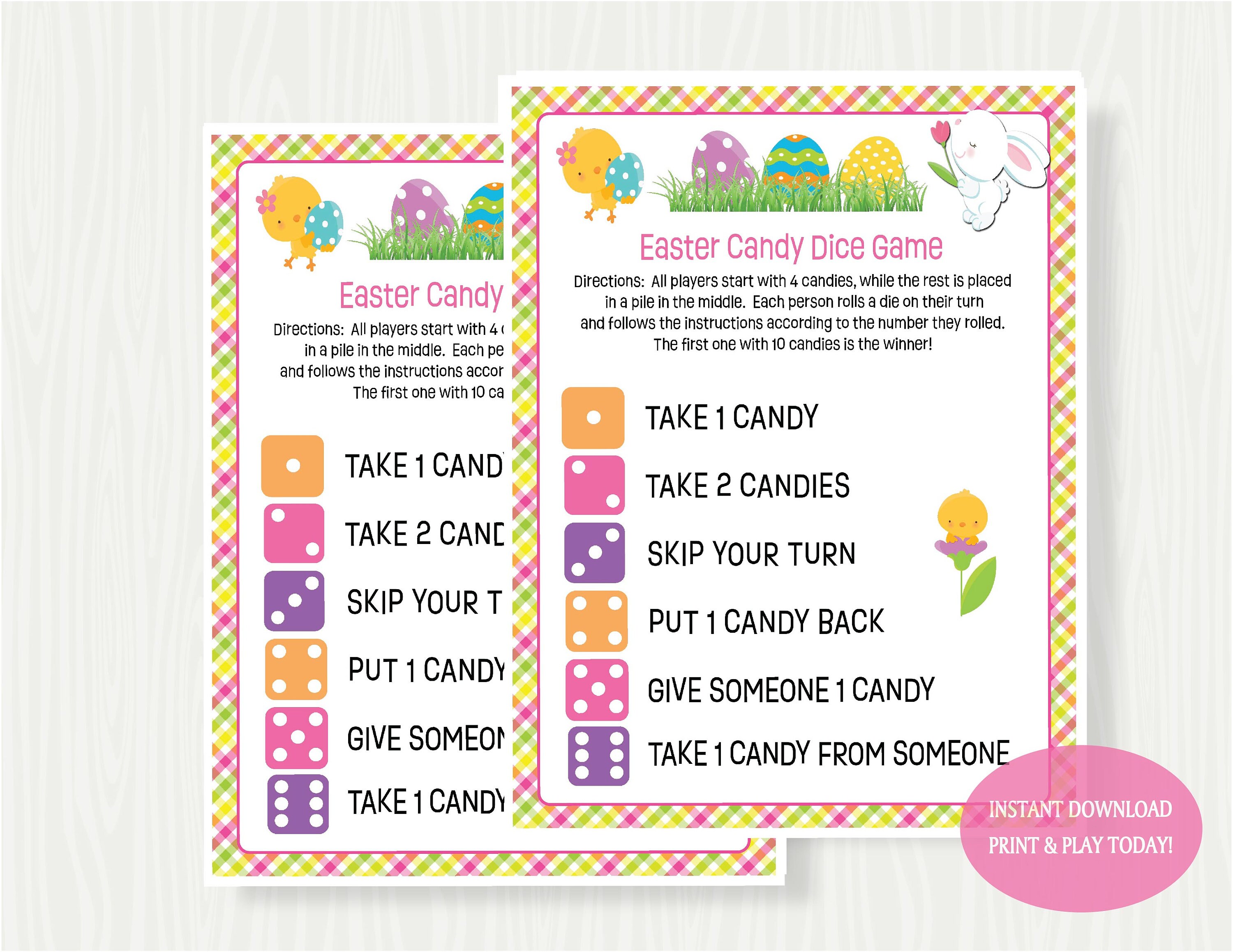 EASTER CANDY DICE Game, Printable Easter Game for Kids, Classroom Game ...