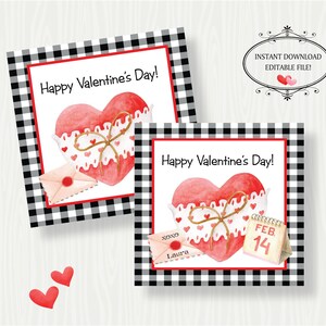 PRINTABLE HEART VALENTINE, Editable Classroom Valentine Tag, Valentine ...