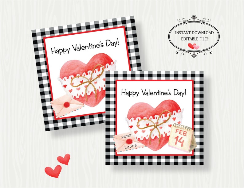 PRINTABLE HEART VALENTINE, Editable Classroom Valentine Tag, Valentine ...