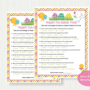 EASTER TRIVIA GAME Printable, Printable Trivia Activity for Easter, Fun Trivia Game for Kids or ...
