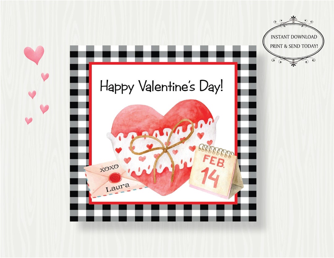 PRINTABLE HEART VALENTINE, Editable Classroom Valentine Tag, Valentine ...
