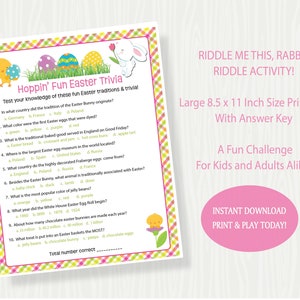 EASTER TRIVIA GAME Printable, Printable Trivia Activity for Easter, Fun ...