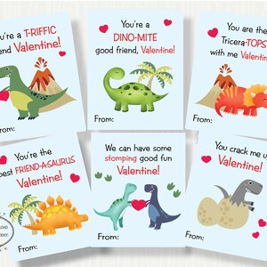 DINOSAUR VALENTINE CARDS, Printable Dinosaur Valentine Cards for Kids ...