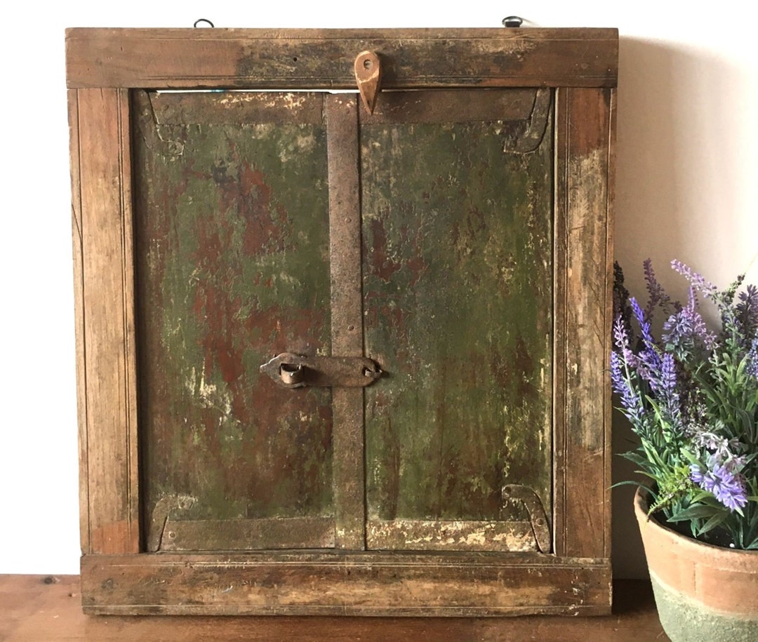 Mirror Reclaimed Window Shutters Indian Vintage Distressed Wood Wall ...