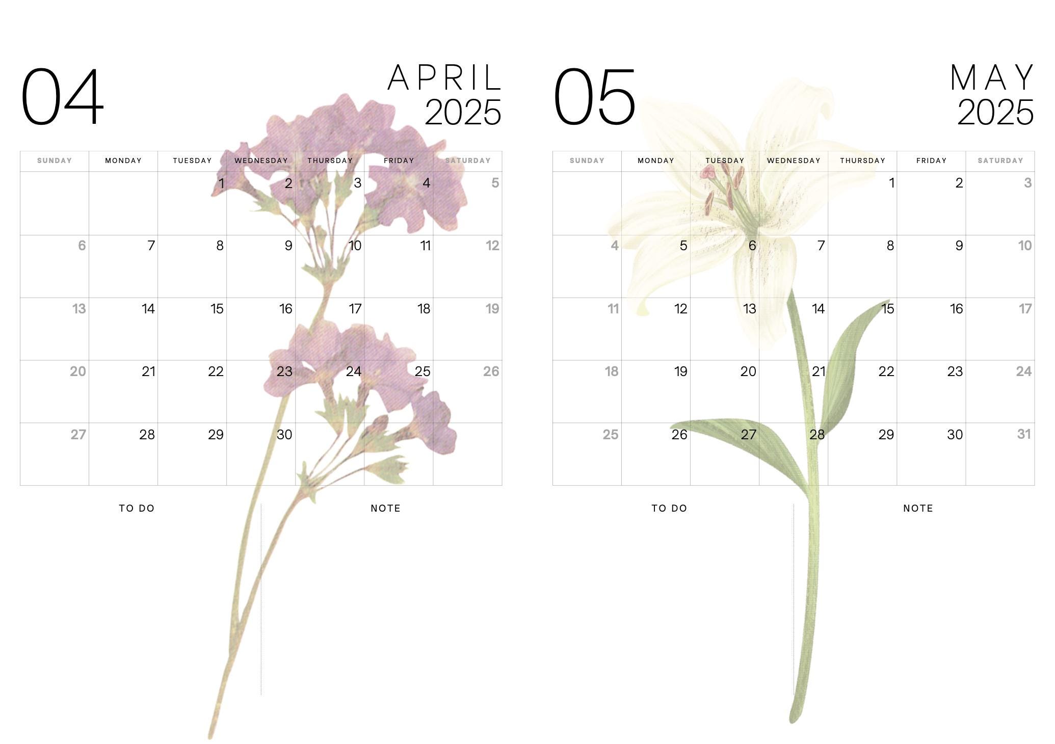2025 in Full Bloom: Your Floral Calendar | Calendar Template | 2025 ...