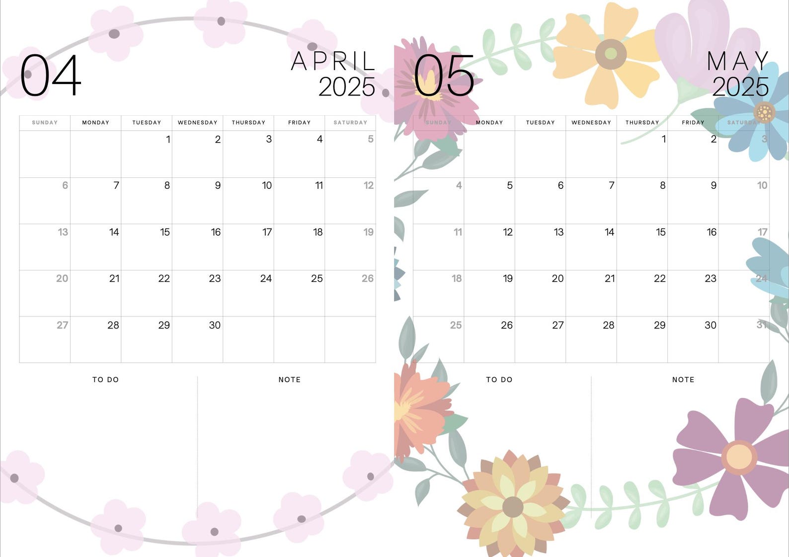 Floral Frame Calendar | Flowery Inspired Design | Calendar Template ...