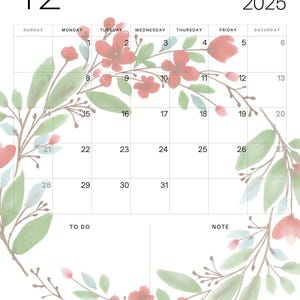 Floral Frame Calendar | Flowery Inspired Design | Calendar Template ...