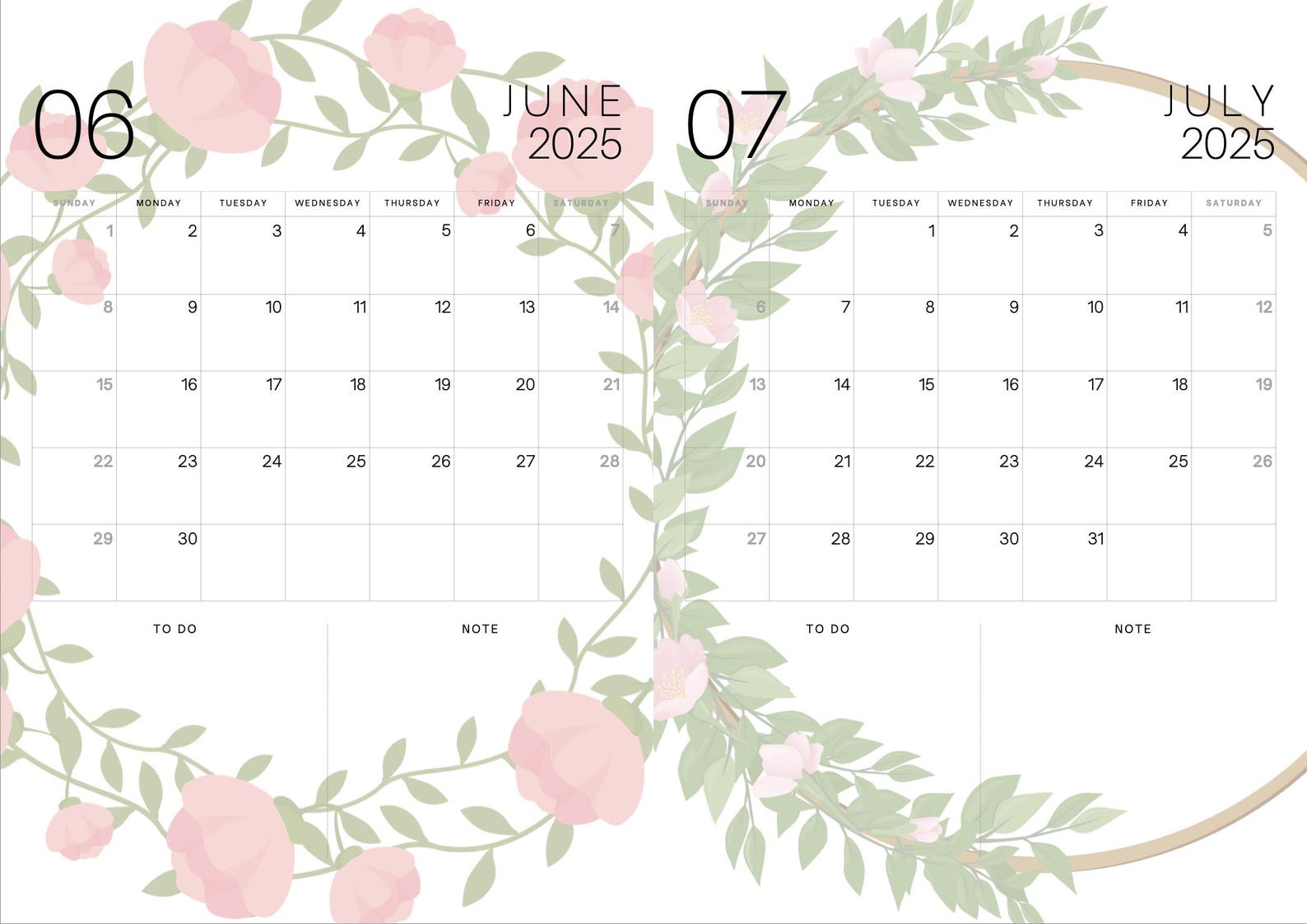 Floral Frame Calendar | Flowery Inspired Design | Calendar Template ...