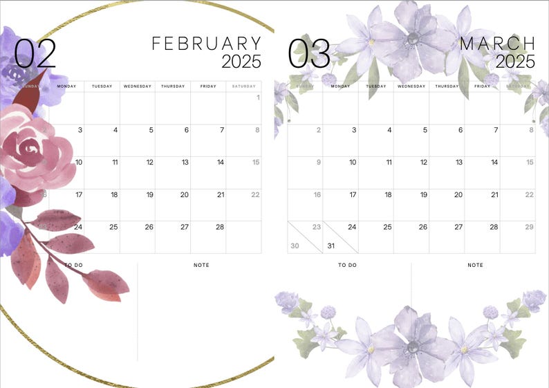 Floral Frame Calendar | Flowery Inspired Design | Calendar Template ...
