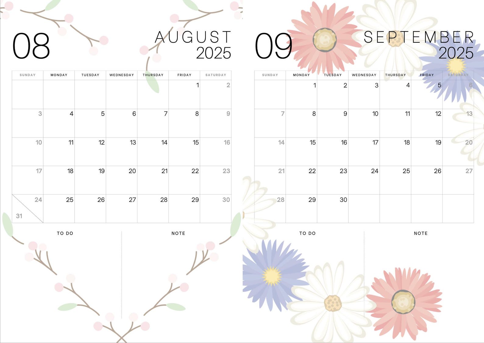 Floral Frame Calendar | Flowery Inspired Design | Calendar Template ...