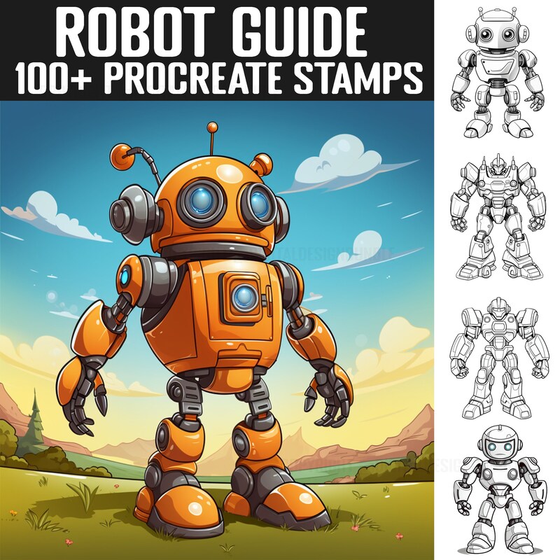 Robot Stamp - Etsy