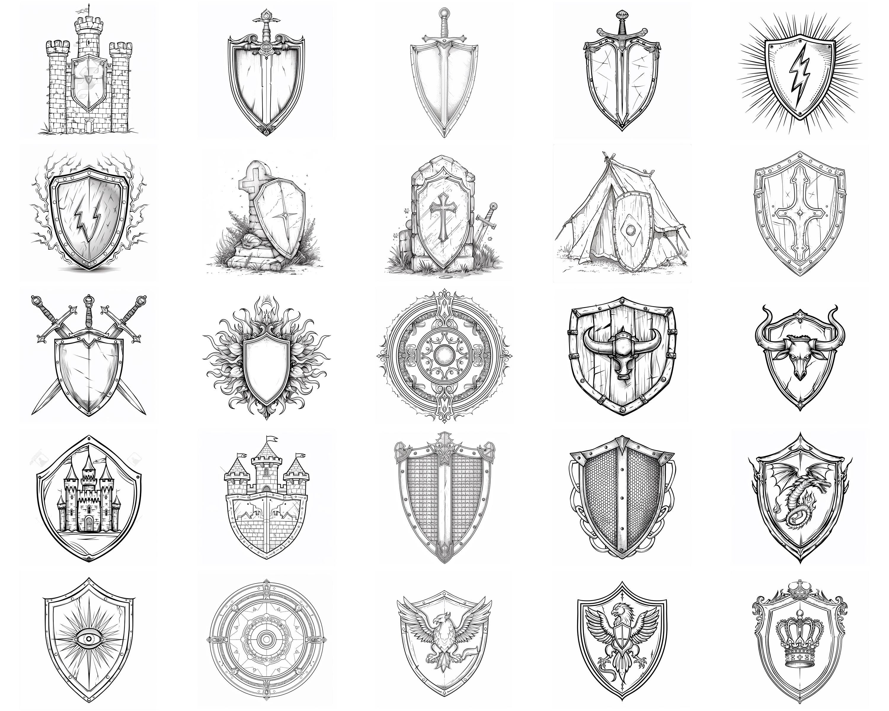 100+ Medieval Shields Procreate Stamps | Procreate Brushes | Instant ...