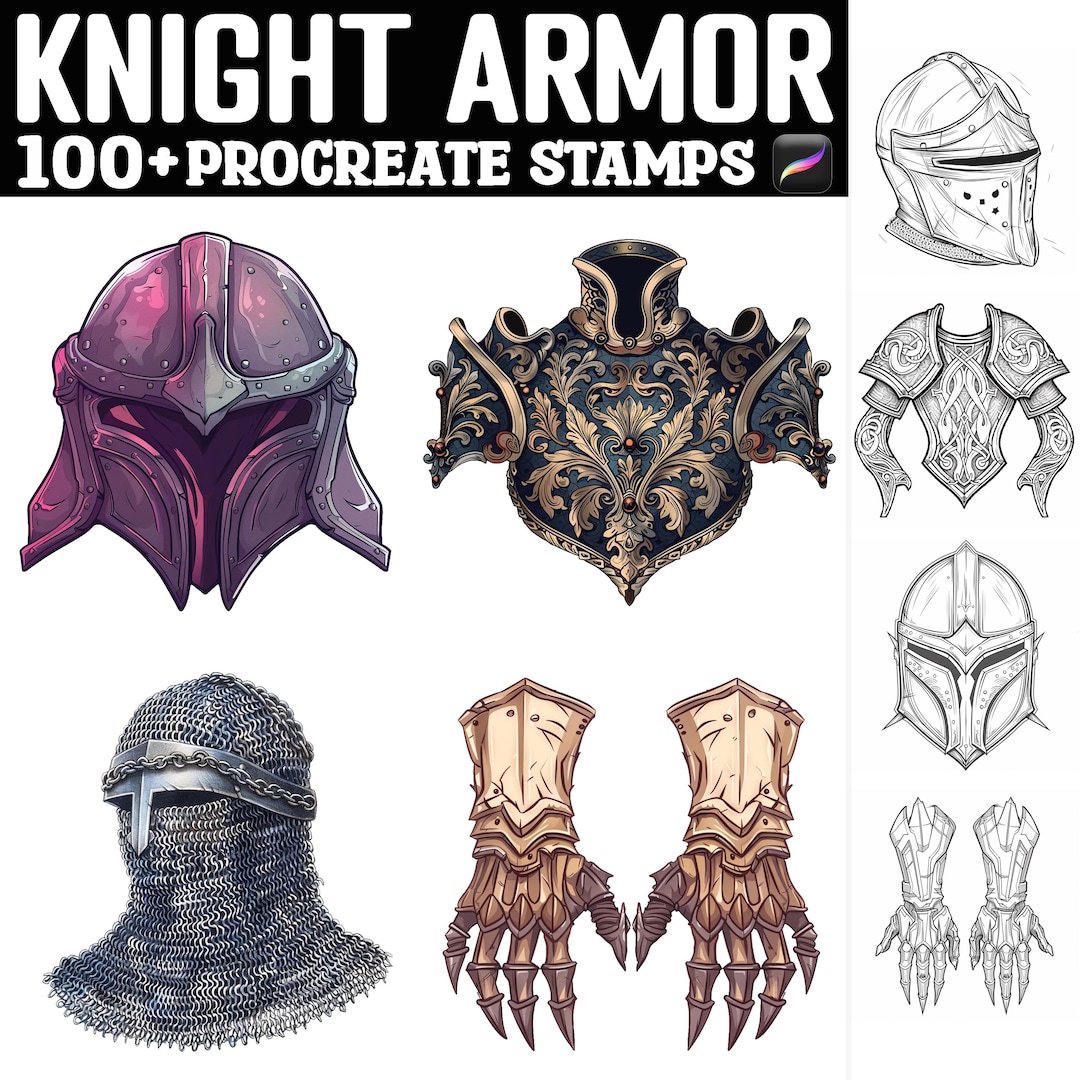 100+ Knight Armor Procreate Stamps | Procreate Brushes | Instant ...