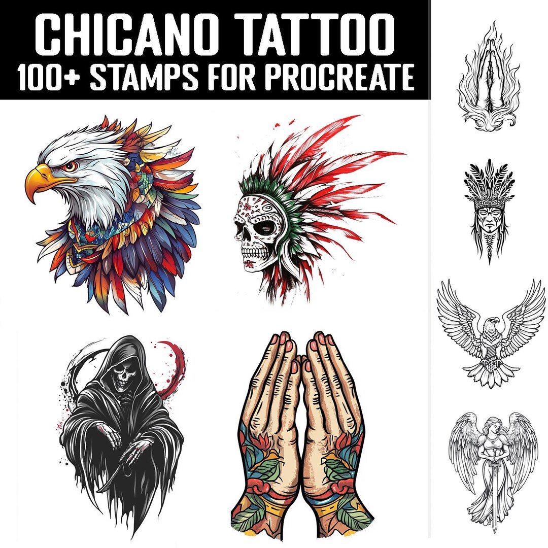 100+ Chicano Tattoo Procreate Stamp | Procreate Brush Bundle | Instant ...
