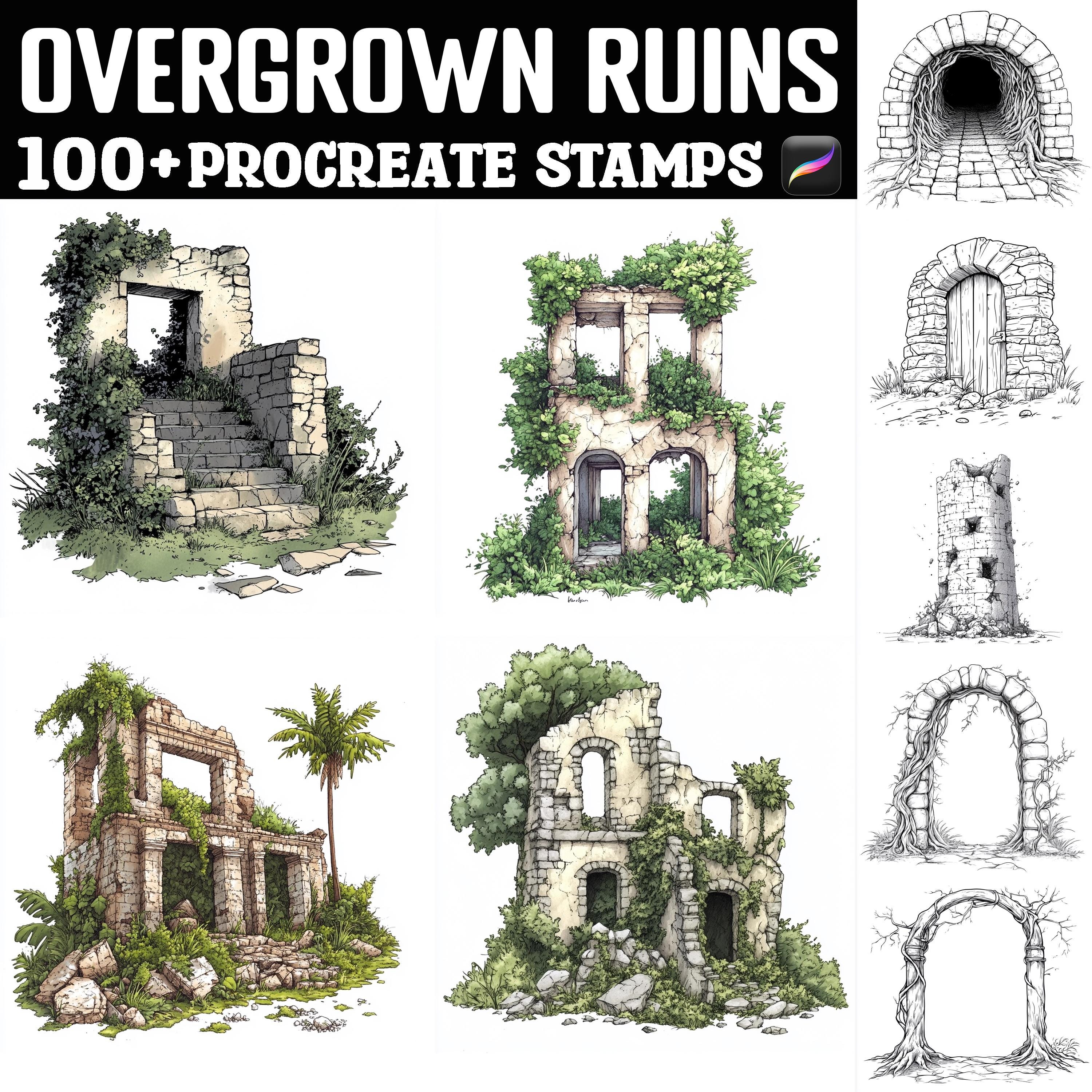 100+ Overgrown Ruins Procreate Stamps | Procreate Brushes | Instant ...