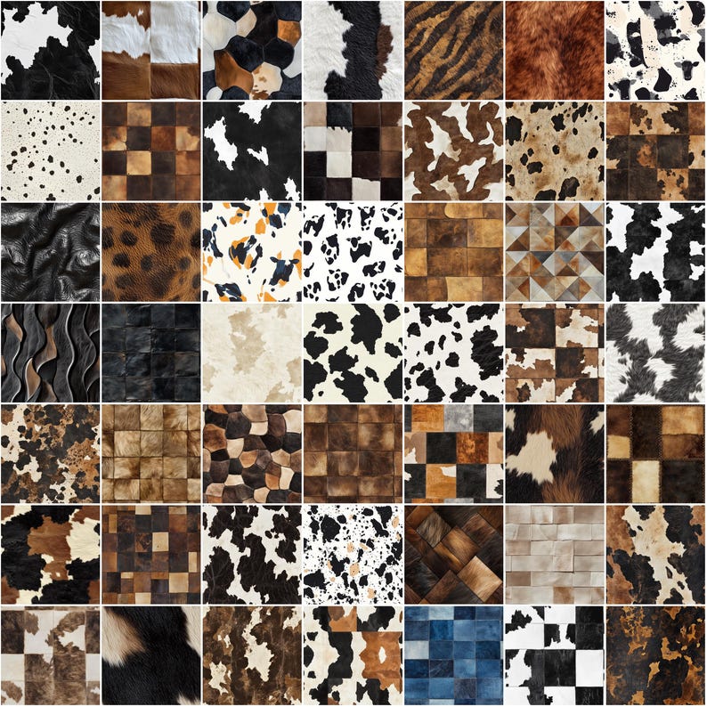 Cowhide Texture Procreate Brushes: 100+ Seamless Fur Patterns (instant ...