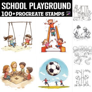 100+ School Playground Stamps | Procreate Brushes | Instant Digital ...