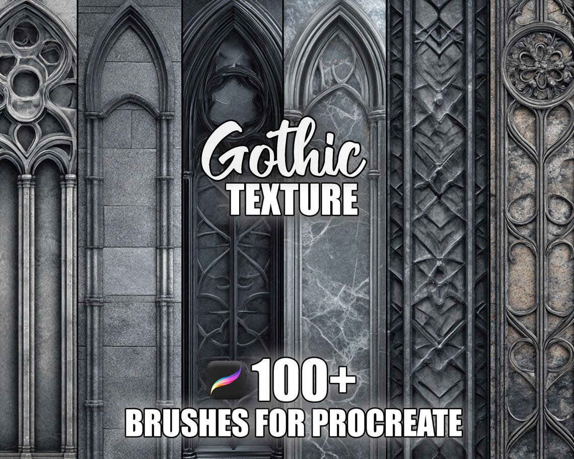 Gothic Texture Procreate Brushes: Seamless Patterns (instant Download ...