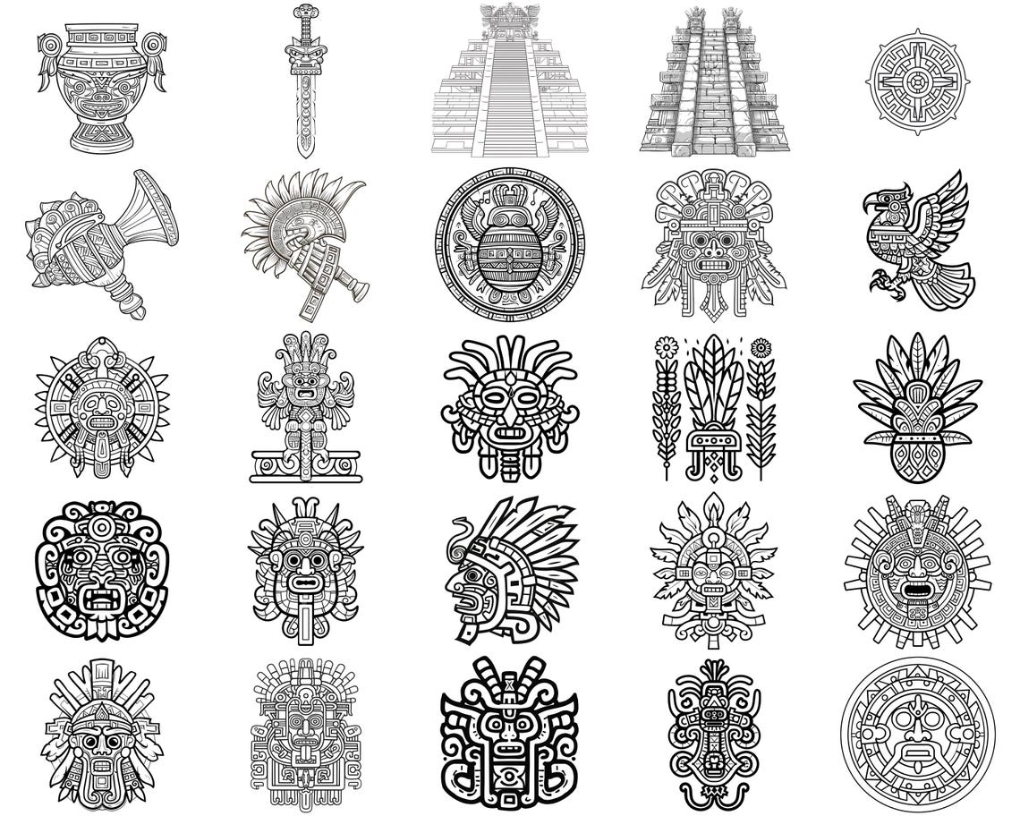 100+ Aztec Symbols Procreate Stamps | Procreate Brushes | Instant ...