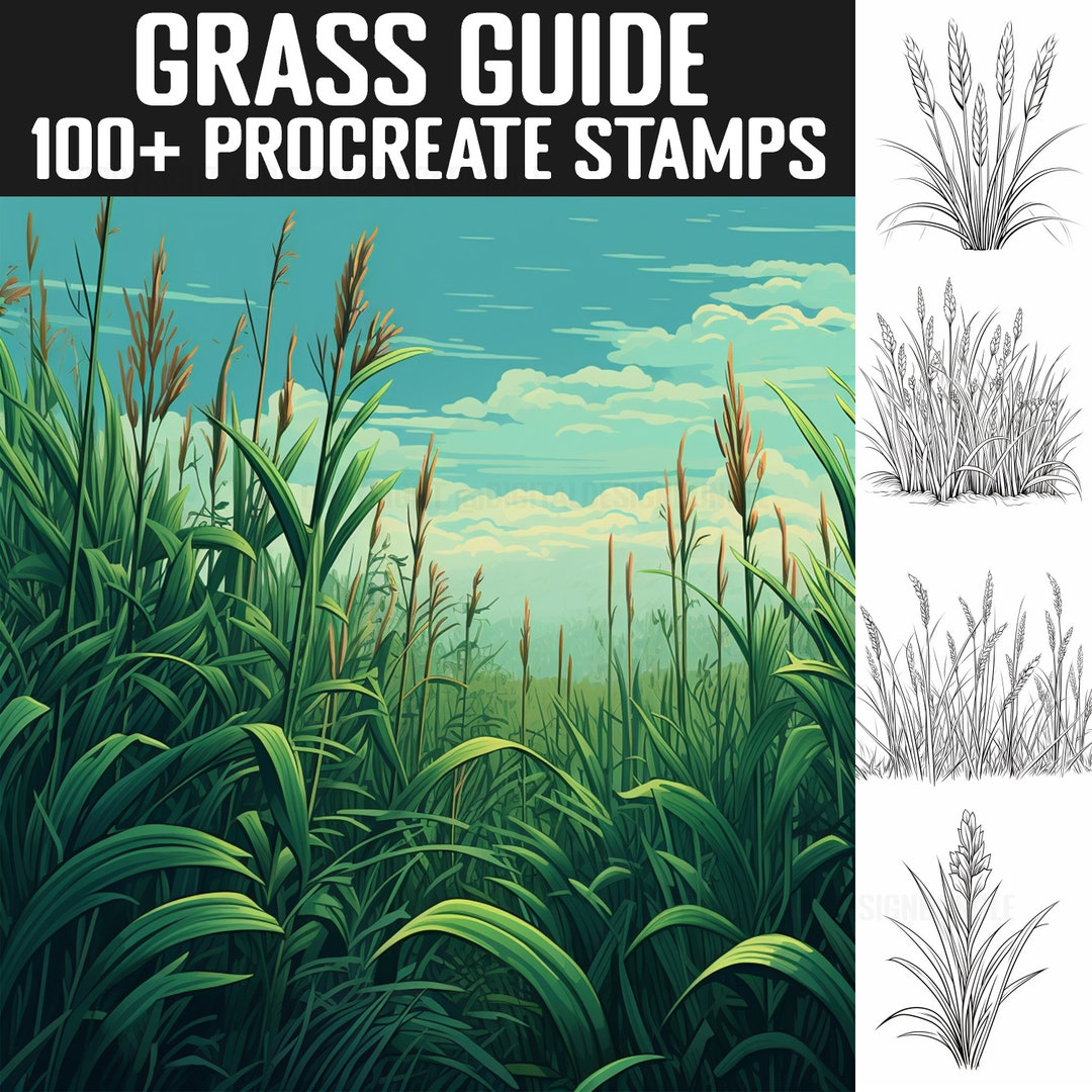 100+ Grass Procreate Stamps | Grass Guides | Instant Digital Download ...