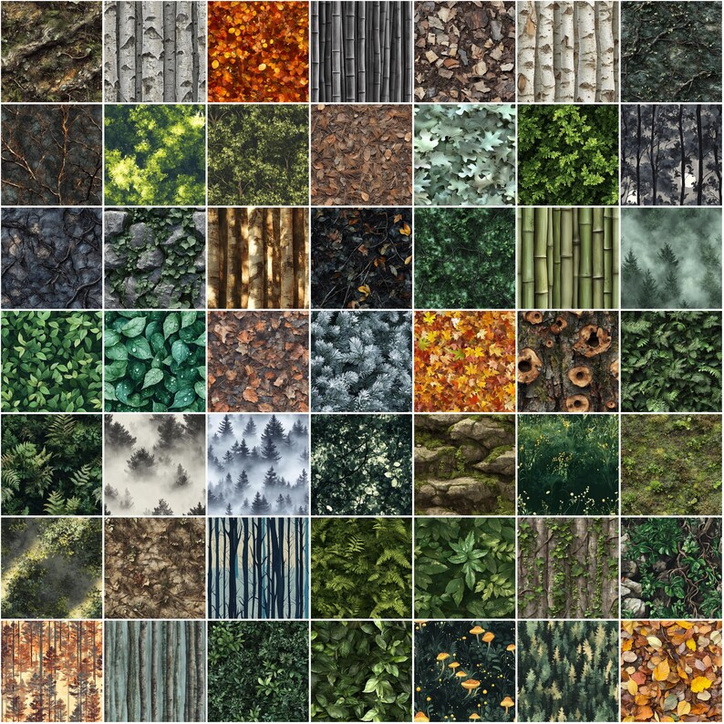 Forest Texture Procreate Brushes: 100+ Seamless Woodland Patterns ...