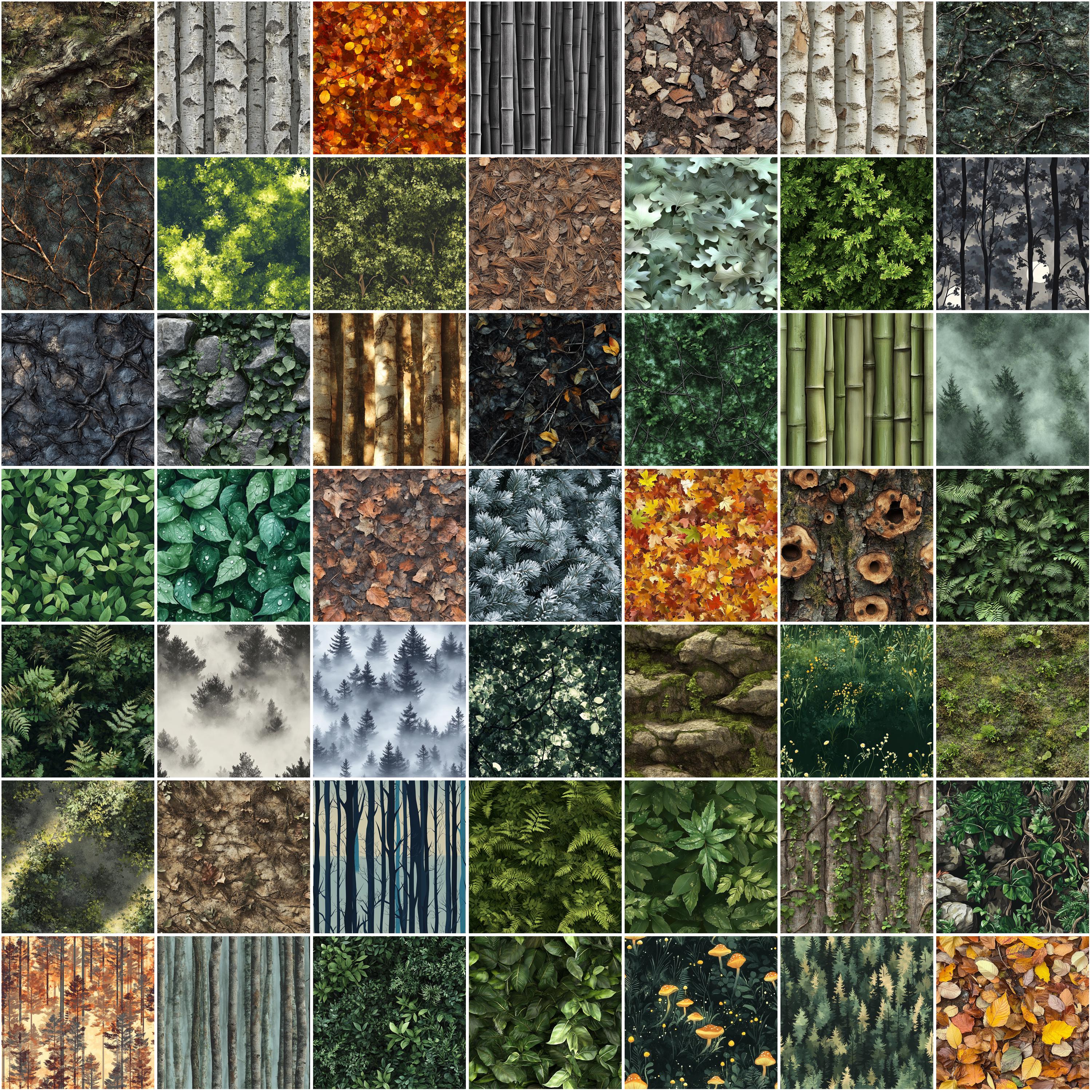 Forest Texture Procreate Brushes: 100+ Seamless Woodland Patterns ...
