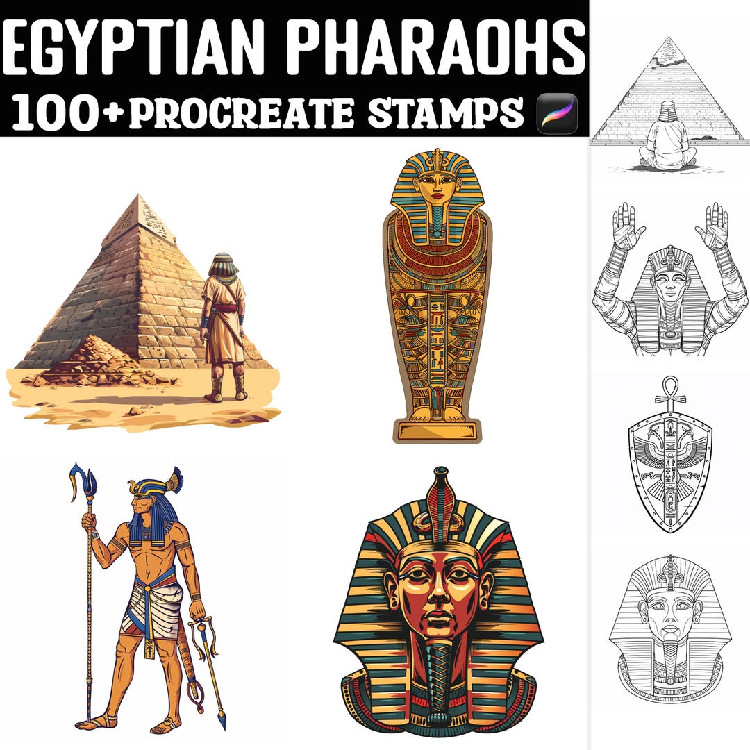 100+ Egyptian Pharaohs Procreate Stamps | Procreate Brushes | Instant ...