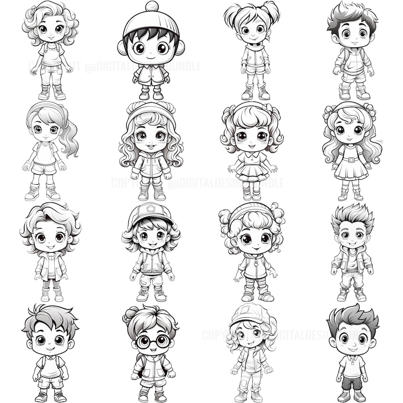 100 Cartoon Characters Procreate Stamps Character Guides Instant ...