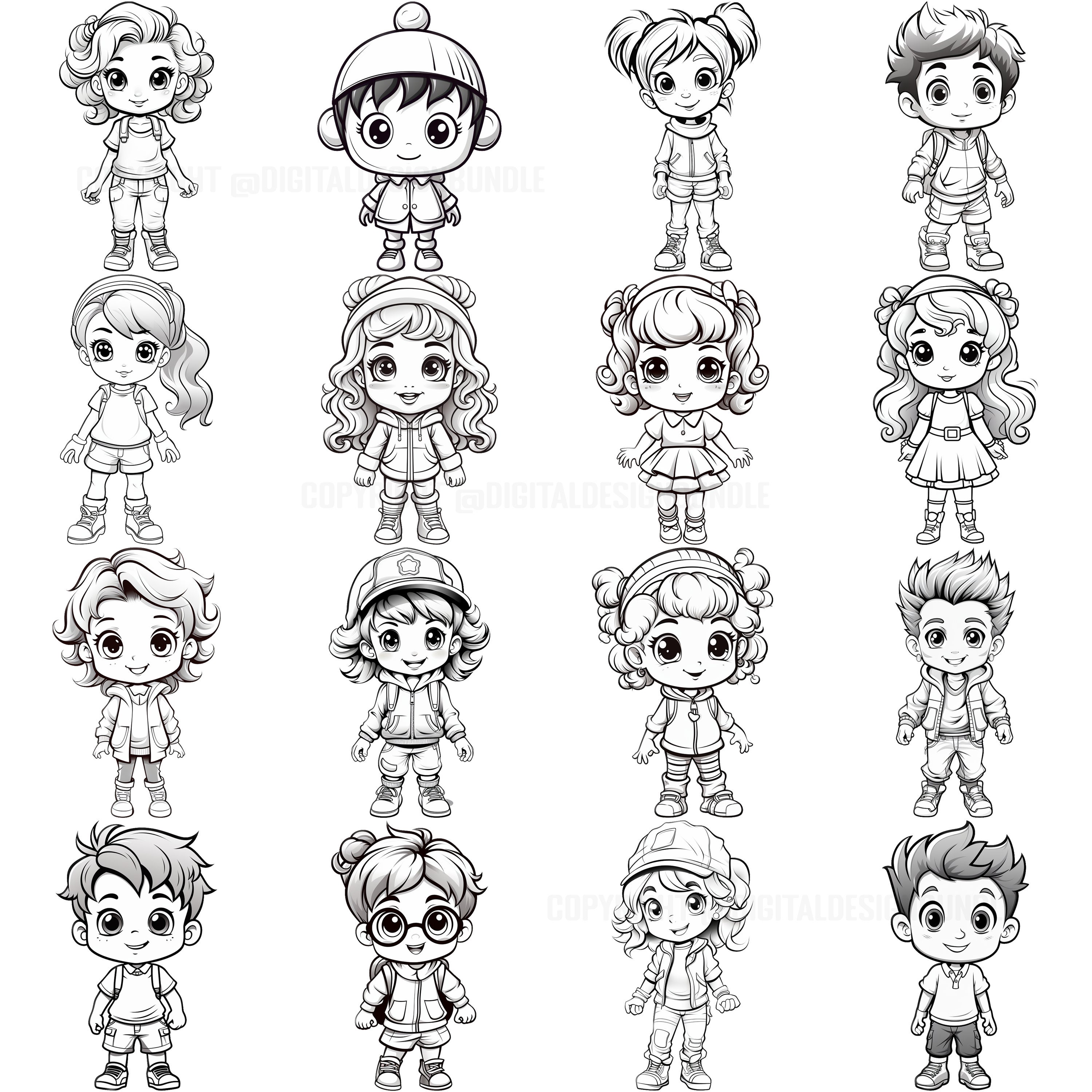 100 Cartoon Characters Procreate Stamps Character Guides Instant ...