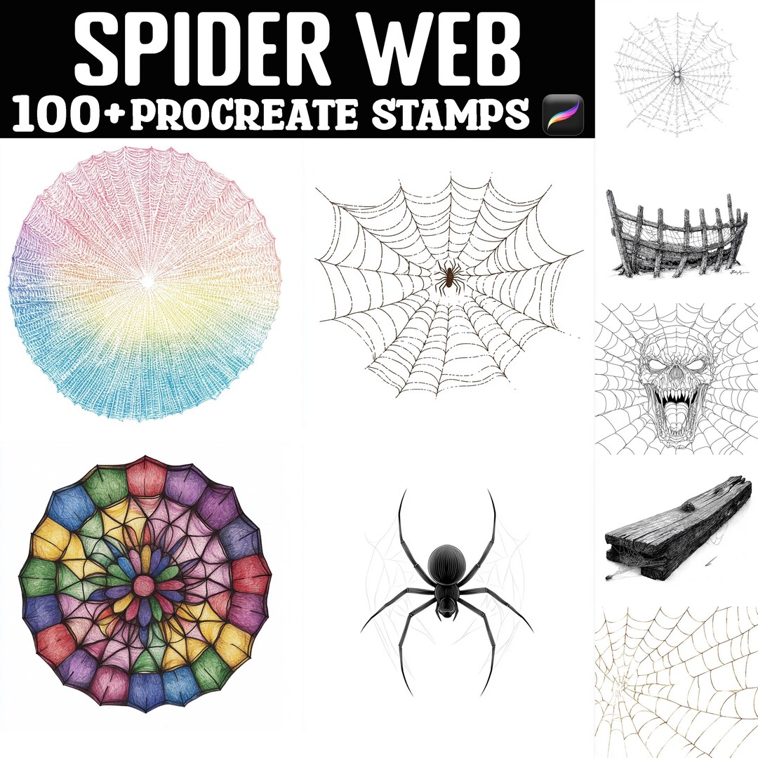 100+ Spider Web Procreate Stamps | Procreate Brushes | Instant Digital ...