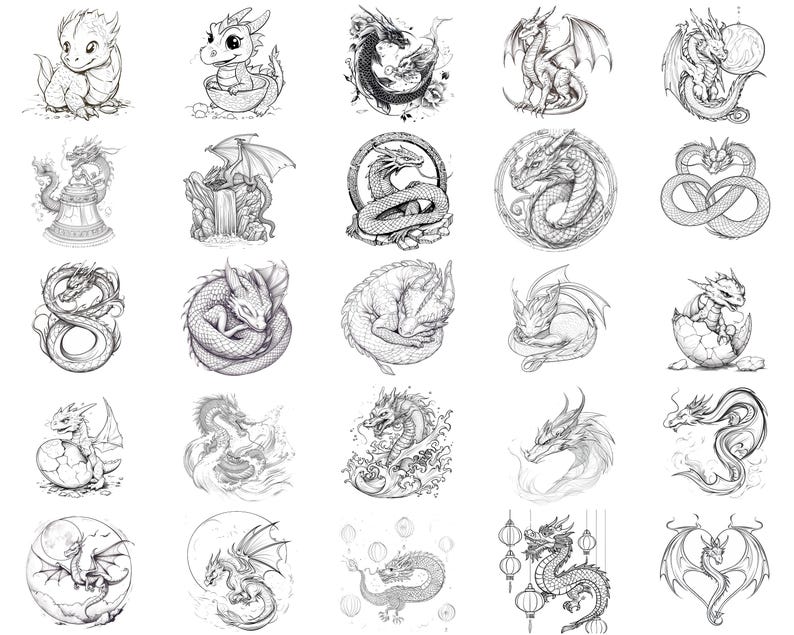 100+ Oriental Dragons Procreate Stamps | Procreate Brushes | Instant ...