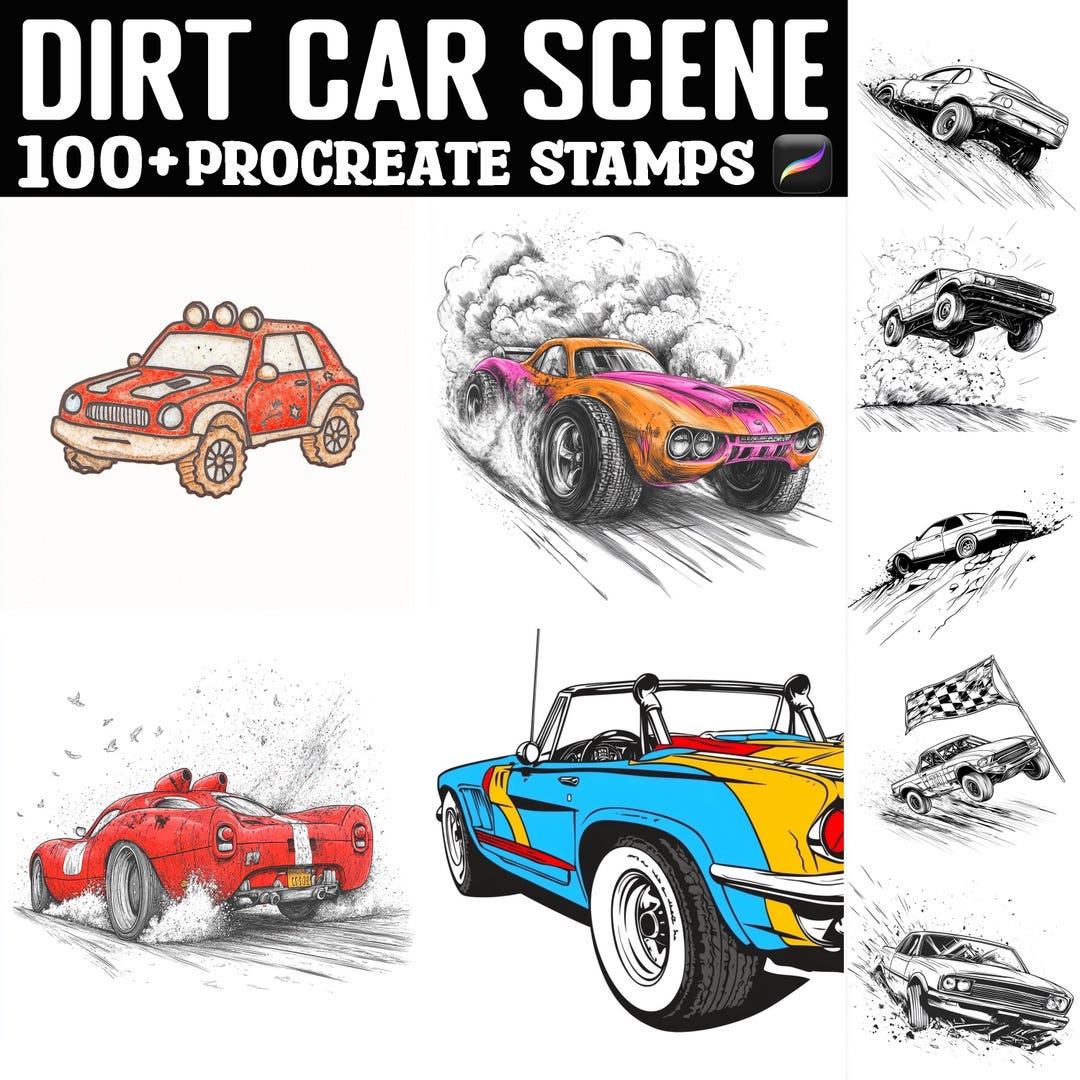 100+ Dirt Car Procreate Stamps | Procreate Brushes | Instant Digital ...