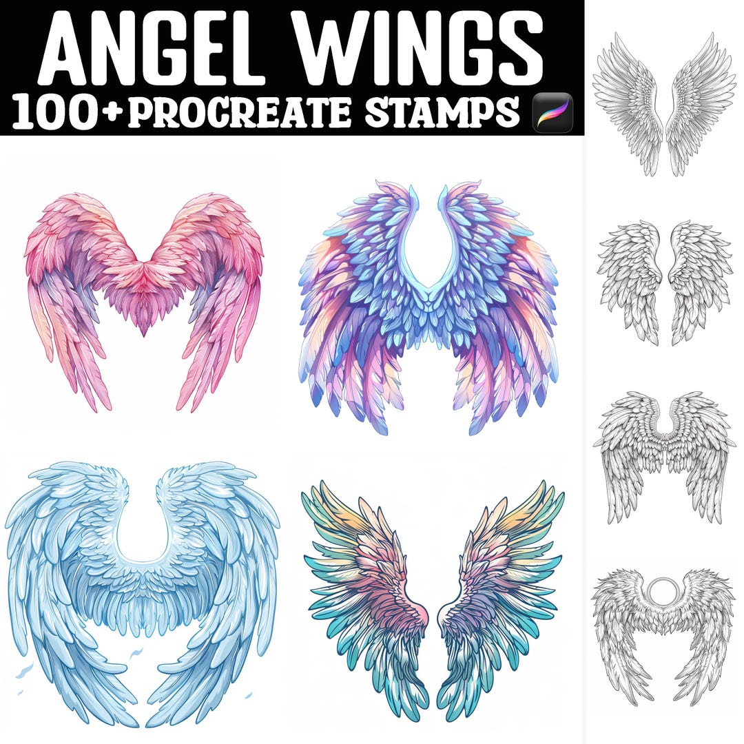 100+ Angel Wings Procreate Stamps | Procreate Brushes | Instant Digital ...
