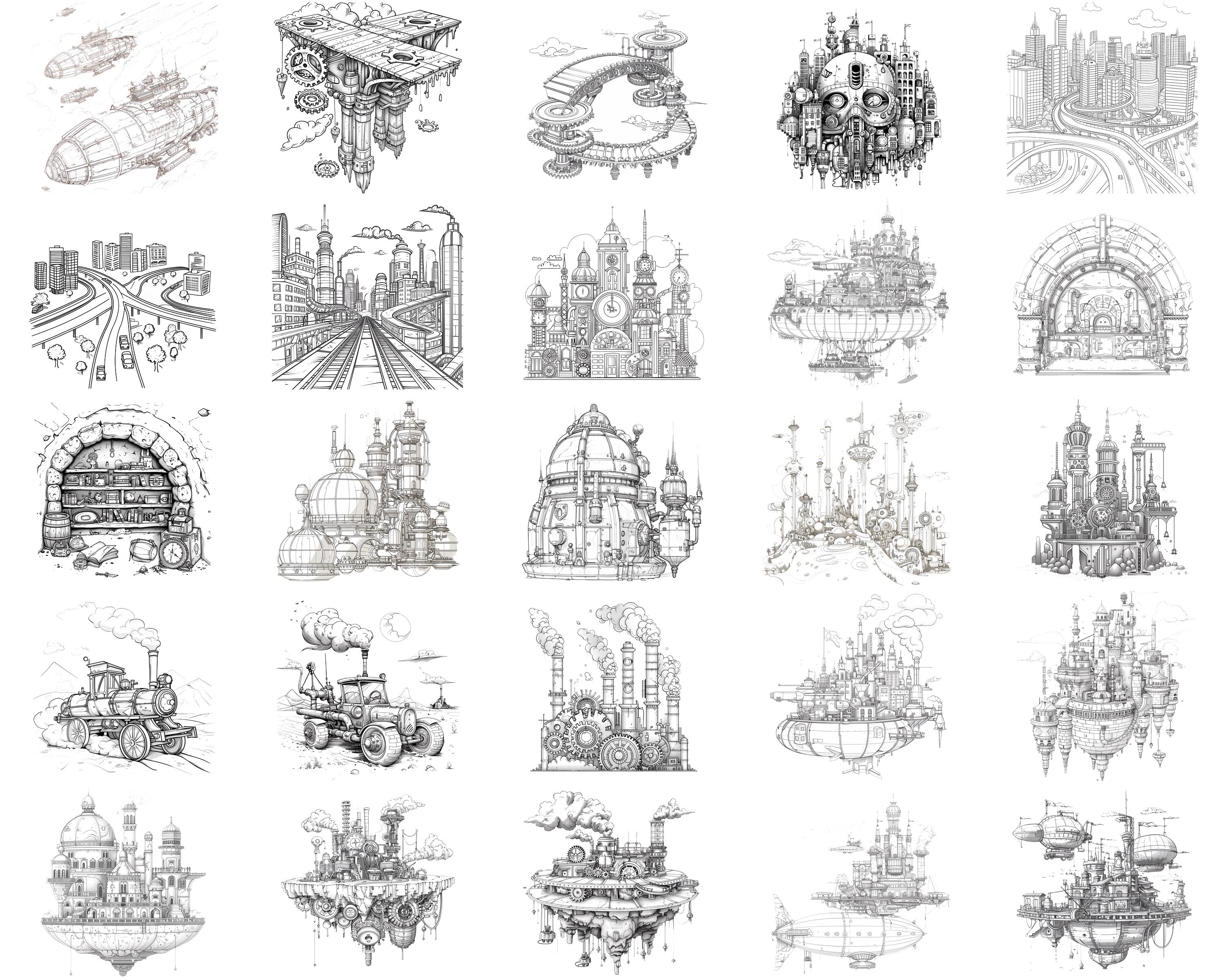 100+ Steampunk World Procreate Stamps | Procreate Brushes | Instant ...