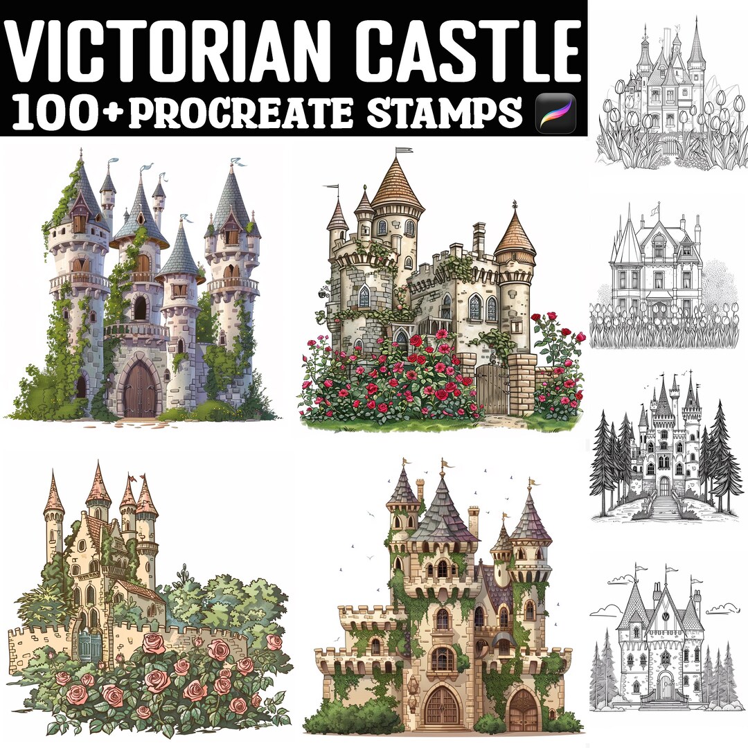 100+ Victorian Castle Procreate Stamps | Procreate Brushes | Instant ...