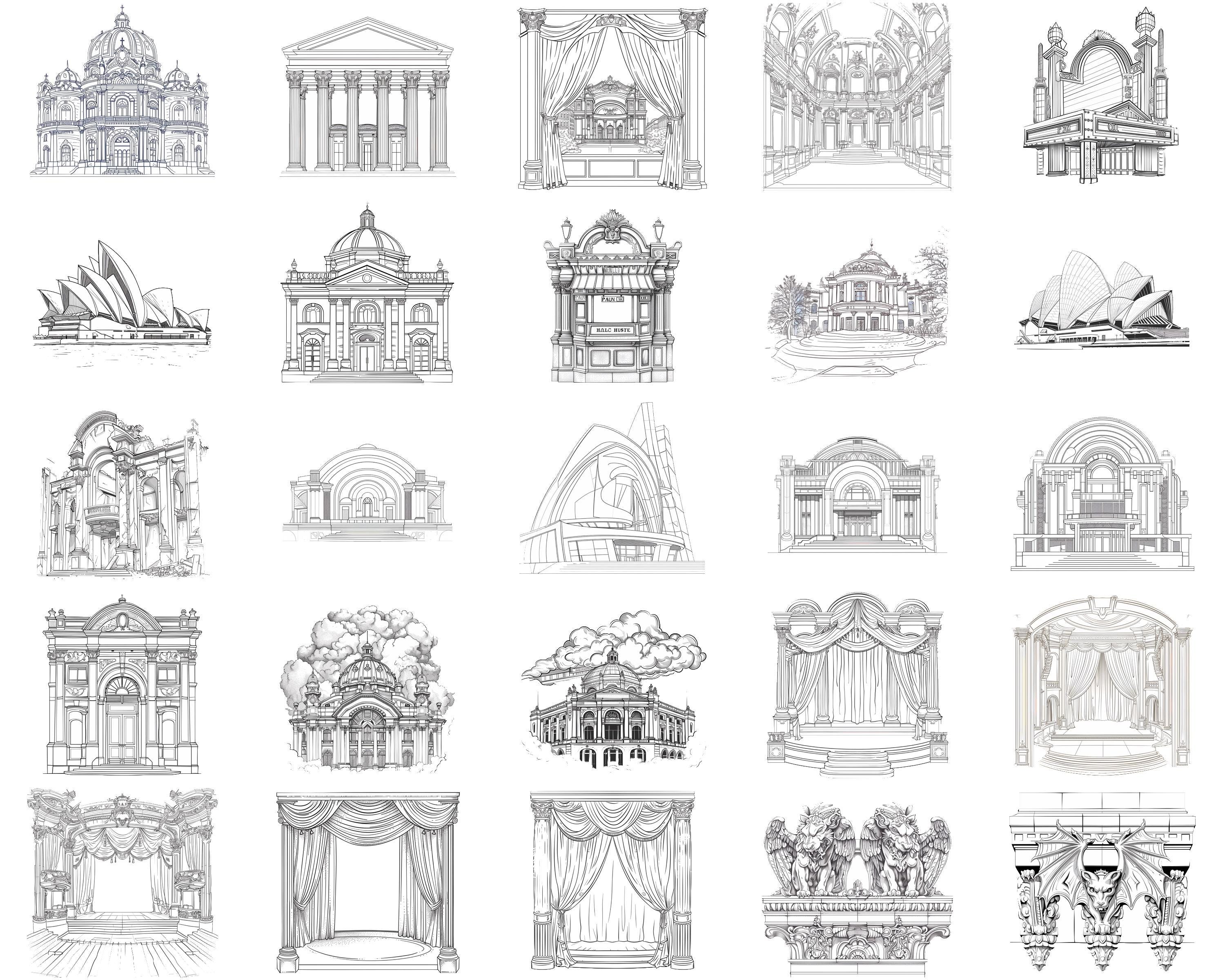 100+ Opera House Architecture Procreate Stamps | Procreate Brushes ...