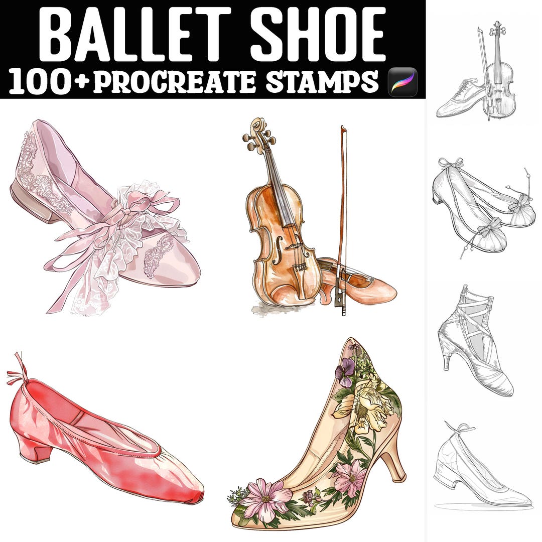 100+ Ballet Shoe Procreate Stamps | Procreate Brushes | Instant Digital ...