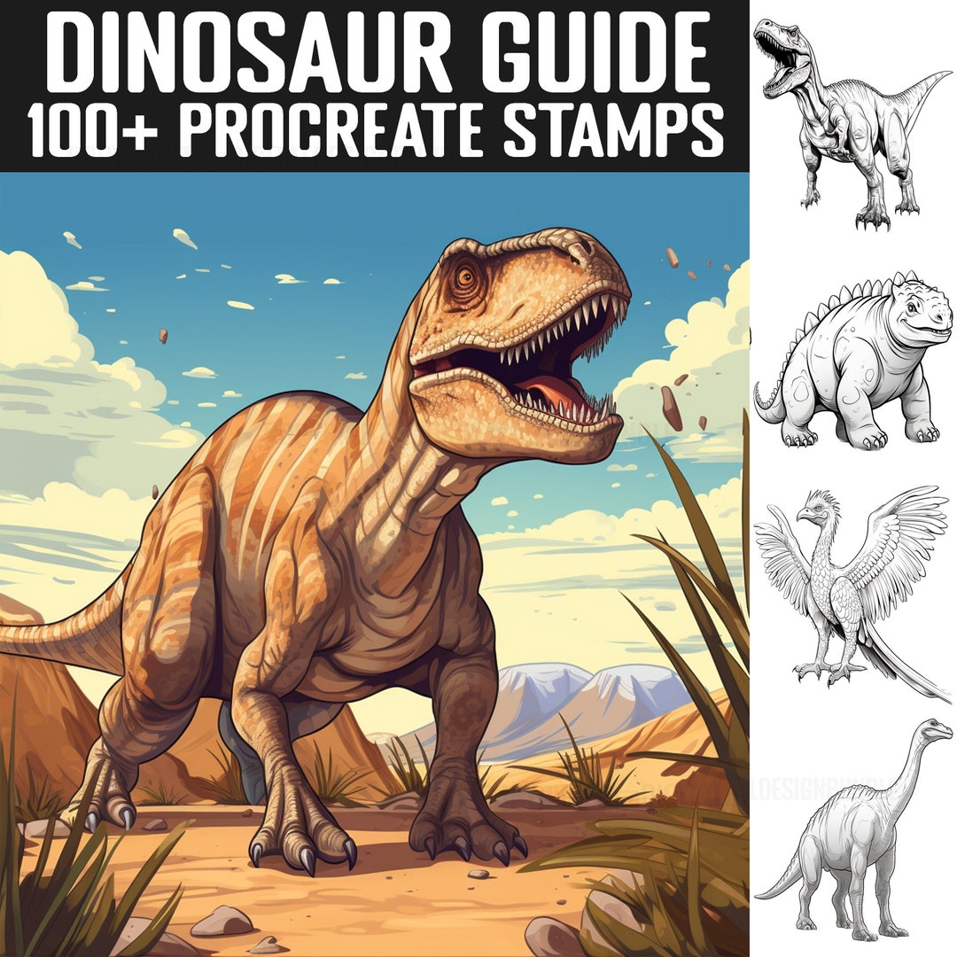 100+ Dinosaur Procreate Stamps | Dinosaur Guides | Instant Digital ...