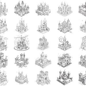 100+ Isometric Castle Procreate Stamps | Procreate Brushes | Instant ...