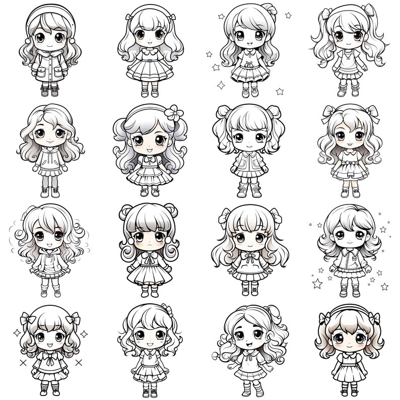 100+ Kawaii Girl Procreate Stamps & Guides (digital Download) - Etsy